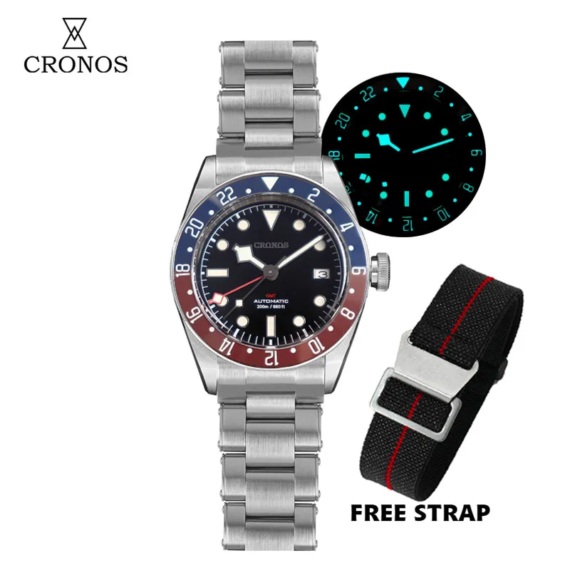 Cronos-GMT-Automatic-Driver-Men-s-Watches-Bidirectional-Bezel-NH34 ...
