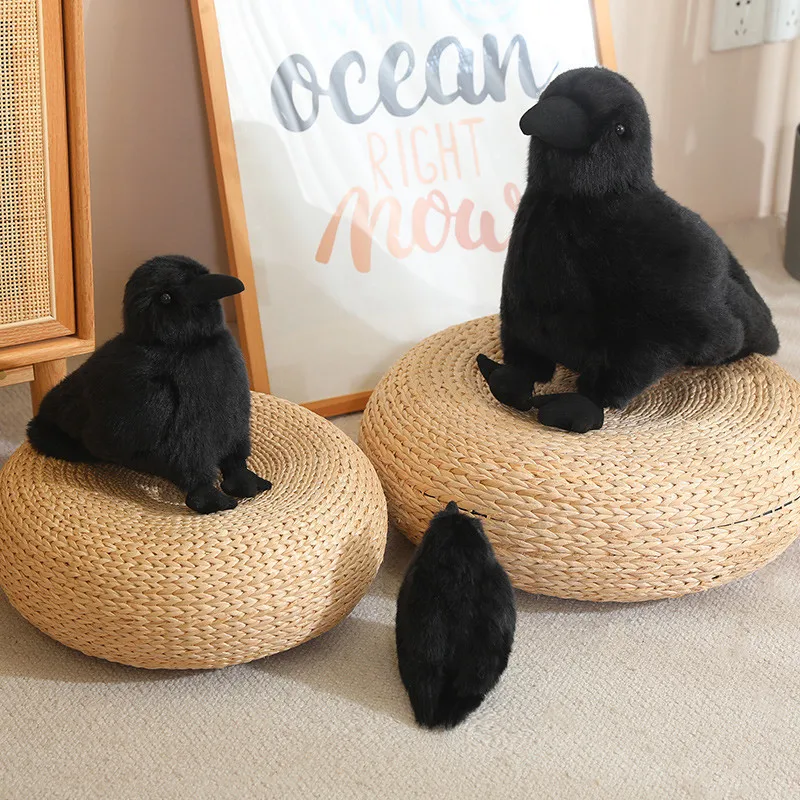 Realistic Crow Plush Toy Lifelike Raven Corvus Bird Stuffed Animal ...