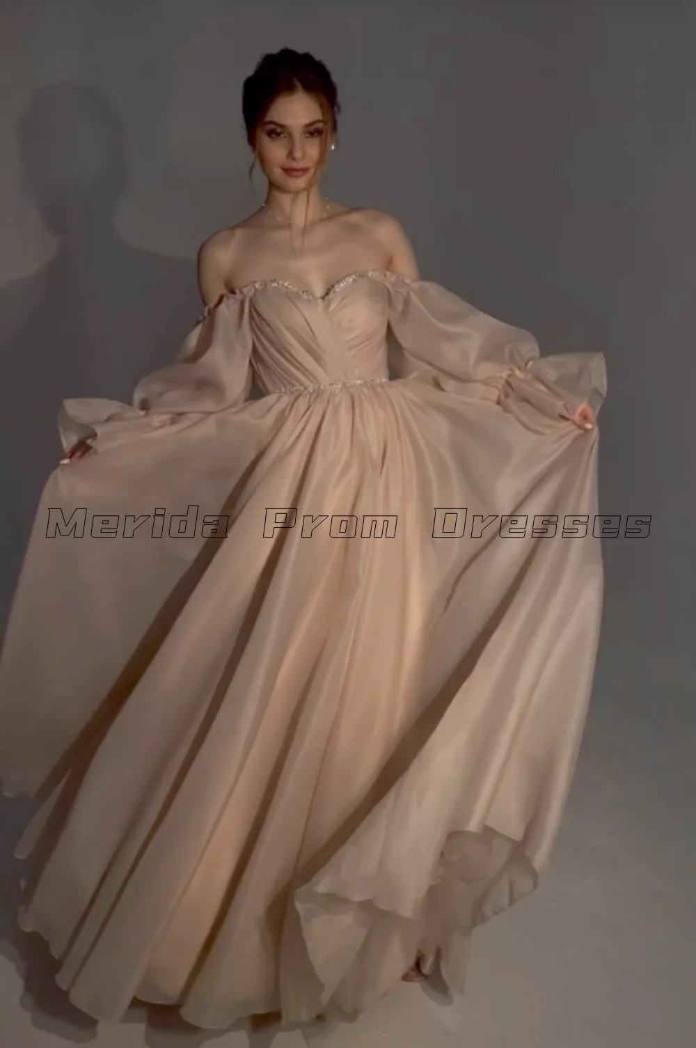 Merida Backless Beaded Lace Up Prom Dresses 2023 off The Shoulder A ...