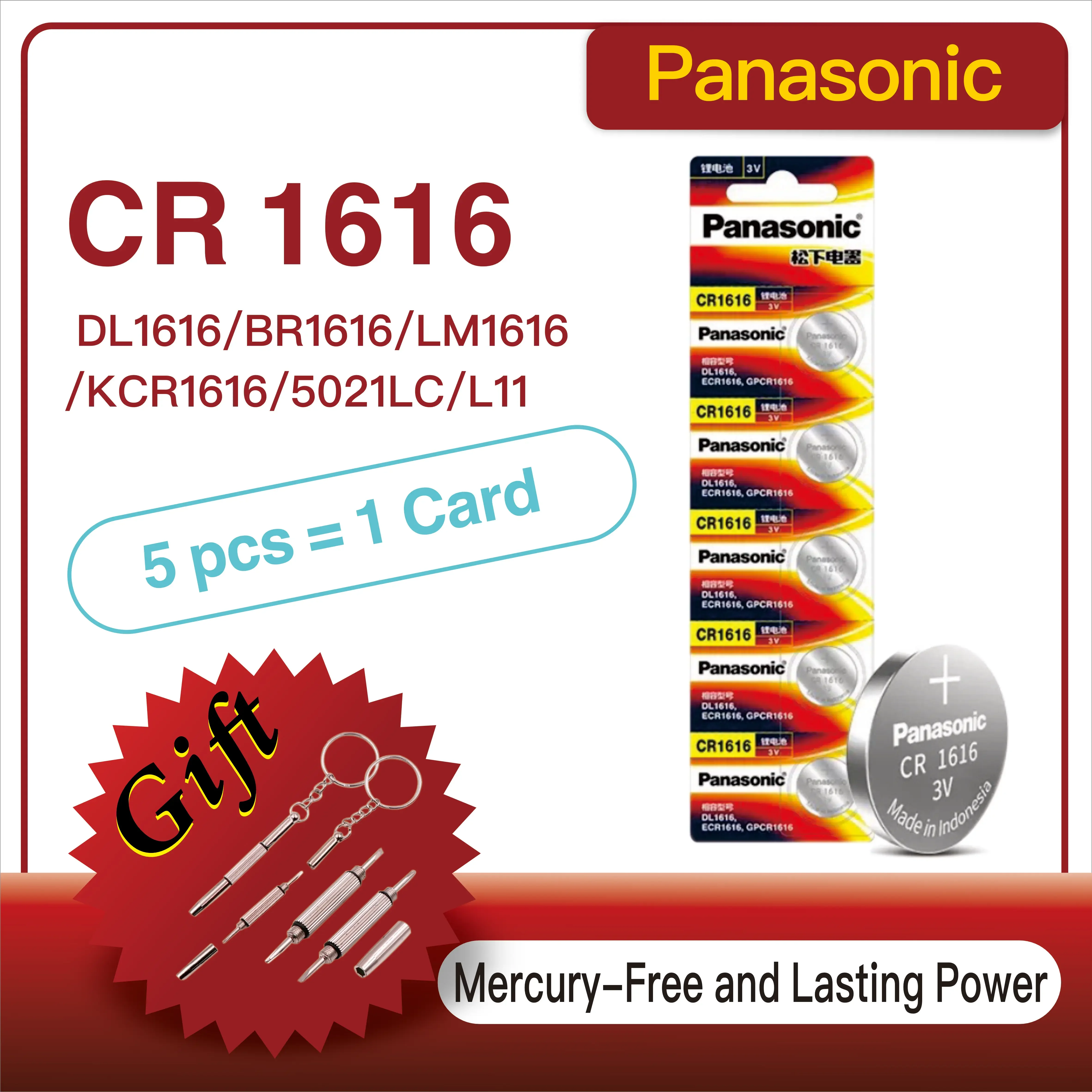 5-60PCS-Original-Panasonic-CR1616-Button-Coin-Cell-DL1616-5021LC-3V ...