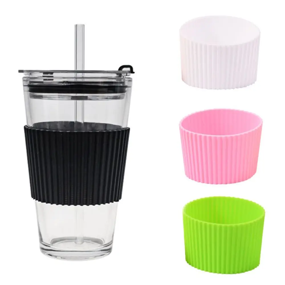 Vertical Stripes Silicone Cup Sleeve Household Non-slip Heat Insulation ...
