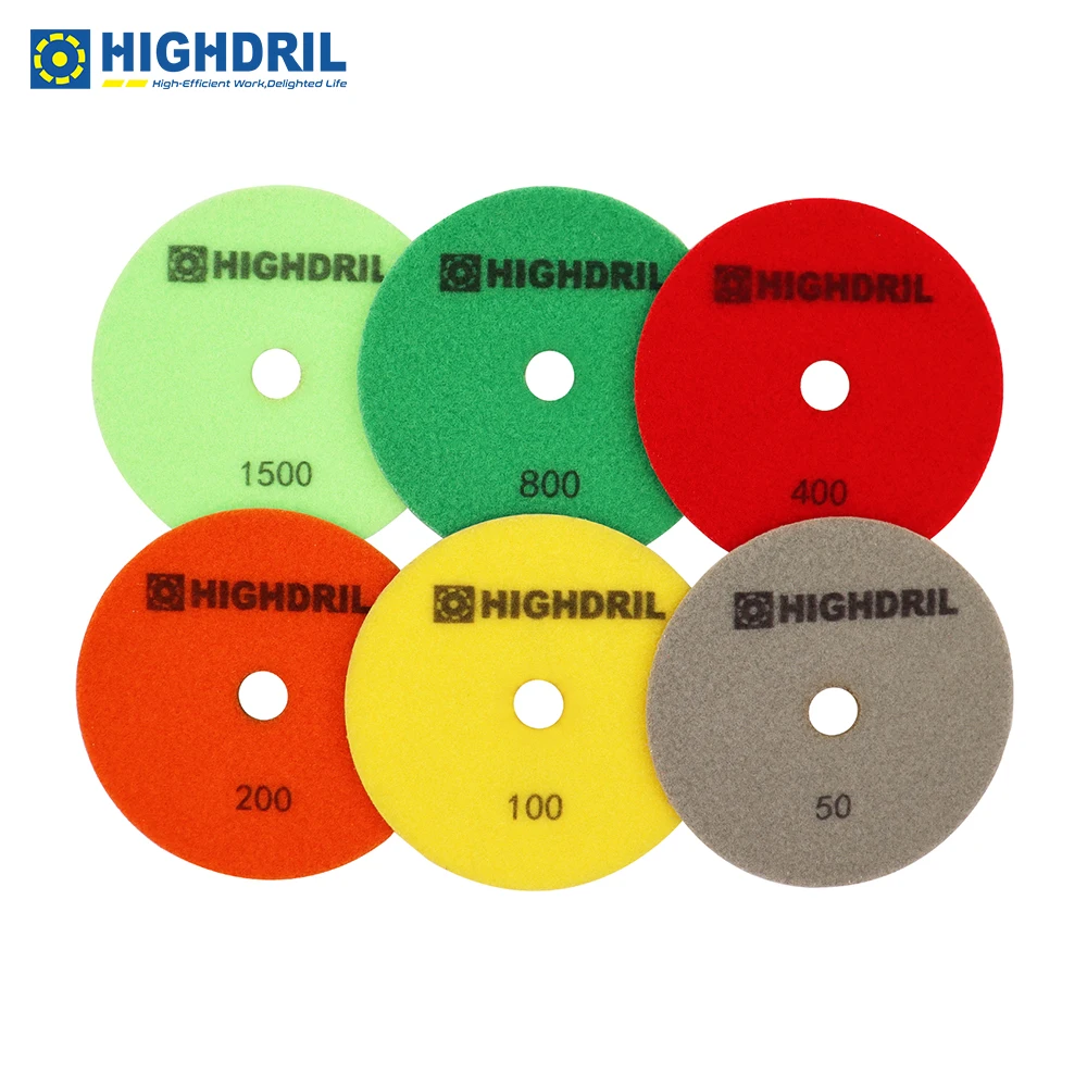 HIGHDRIL-6pcs-set-Diamond-Wet-Polishing-Pads-Resin-Bond-Sanding-Disc ...