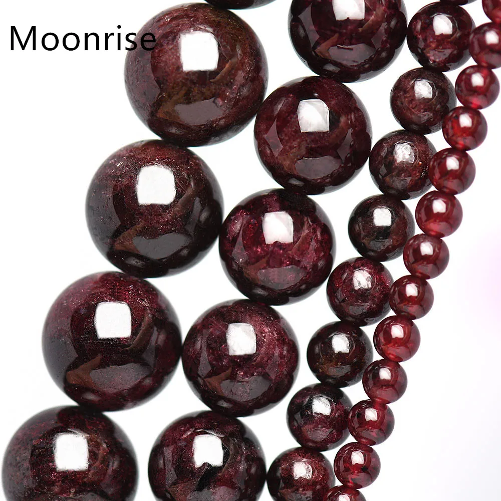 Dark Red Garnet Stone Natural Stone Beads Round Loose Beads For Jewelry ...