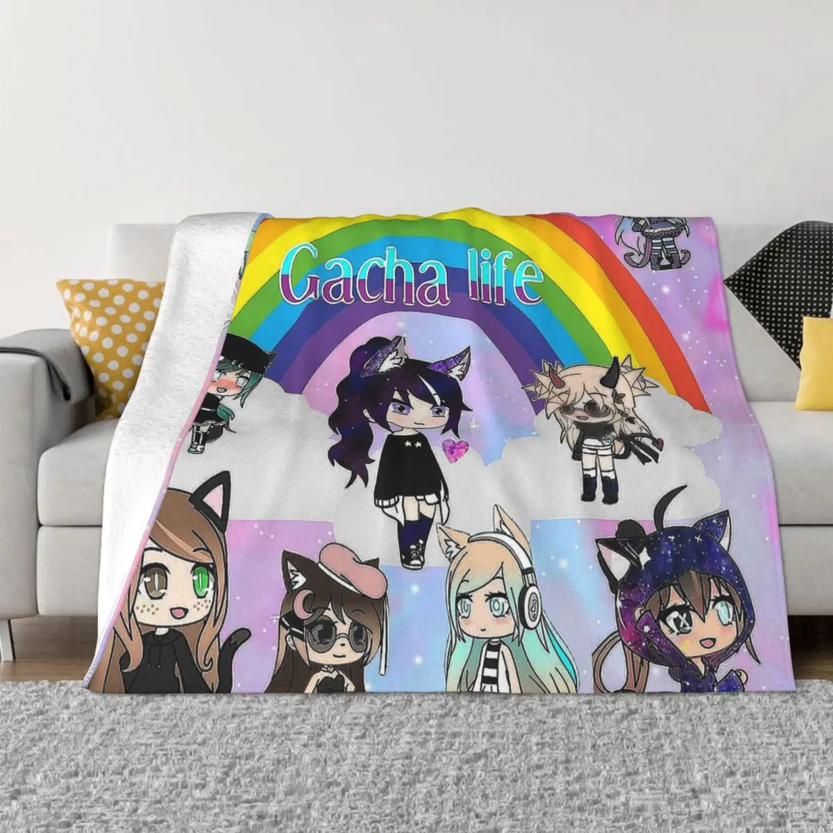 Cartoon Anime Gacha Life Anime Pack Portable Warm Throw Blankets for ...