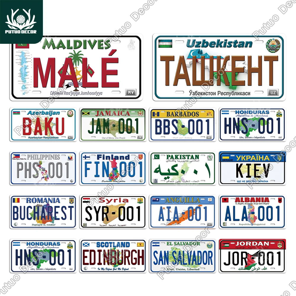 Putuo-Decor-Countries-Licenses-Plate-Metal-Sign-Car-Number-Vintage-Tin ...