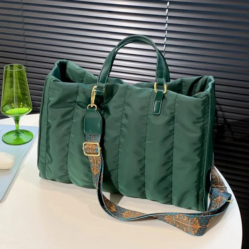 Brand Women Green Big Totes Padded Large Capacit Handbags Classic Nylon ...