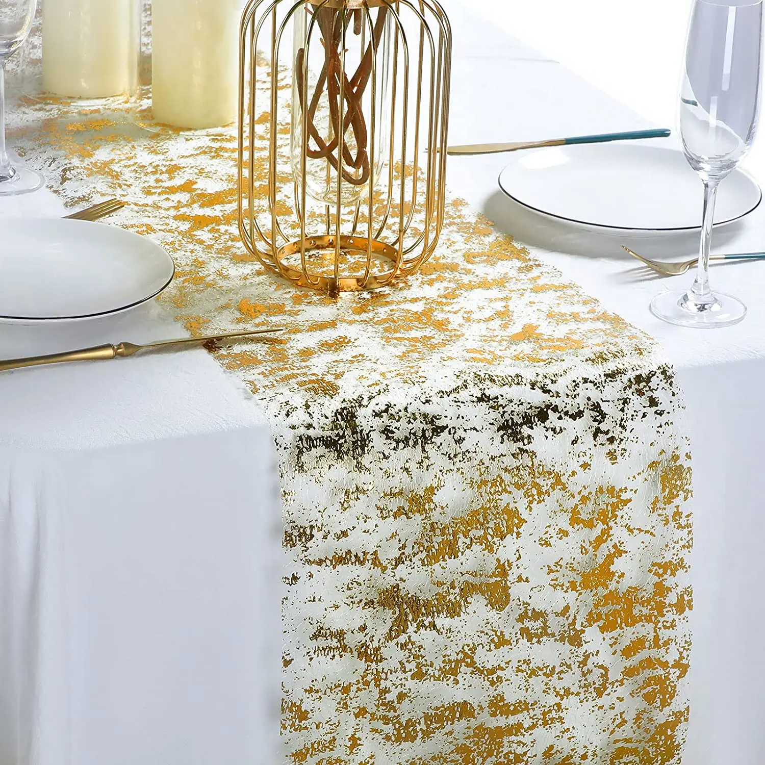 Sparkle Metallic Gold Thin Table Runners Gold/Silver Sequin Glitter ...