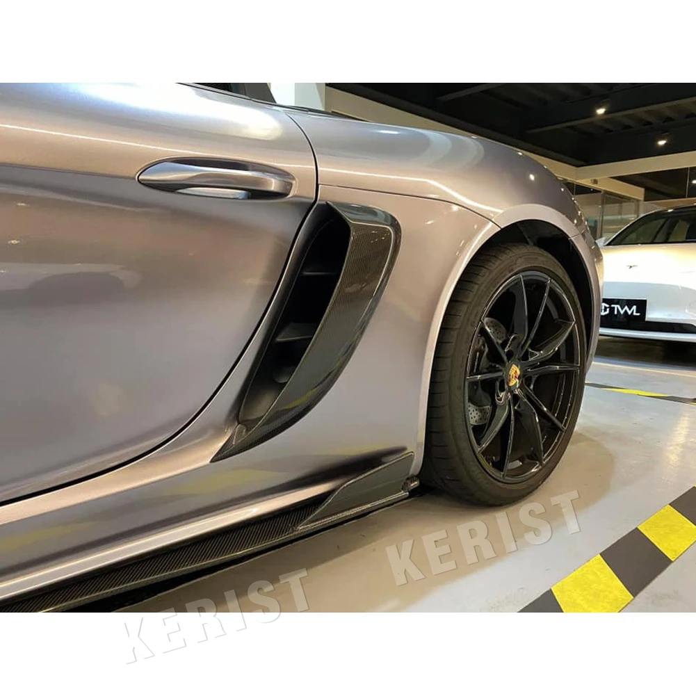 Real Carbon Fiber Side Vents Side Air Intakes Vents Fit For Porsche 718 Boxster Cayman 2016-2018 ...
