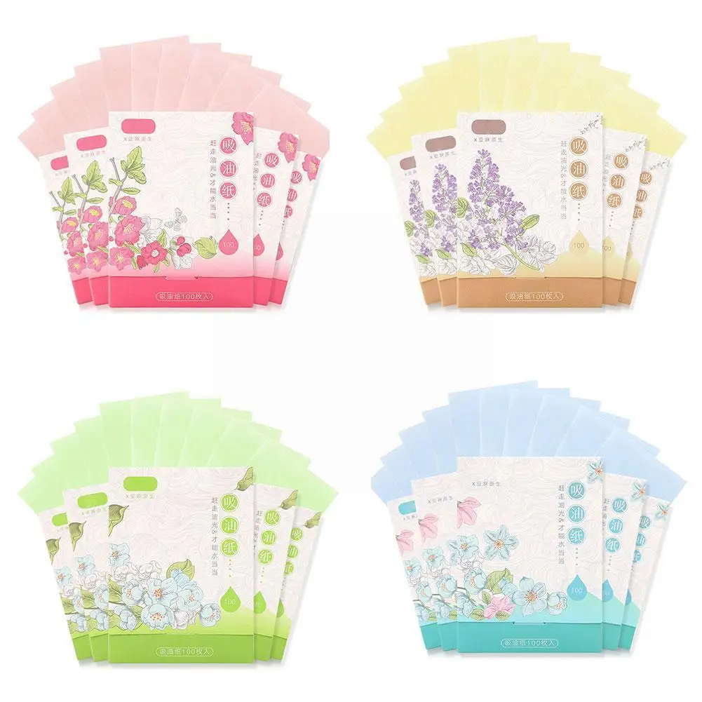 100 Sheets/set Make-up Paper Face Oil Blotting Sheets Absorbent Beauty ...