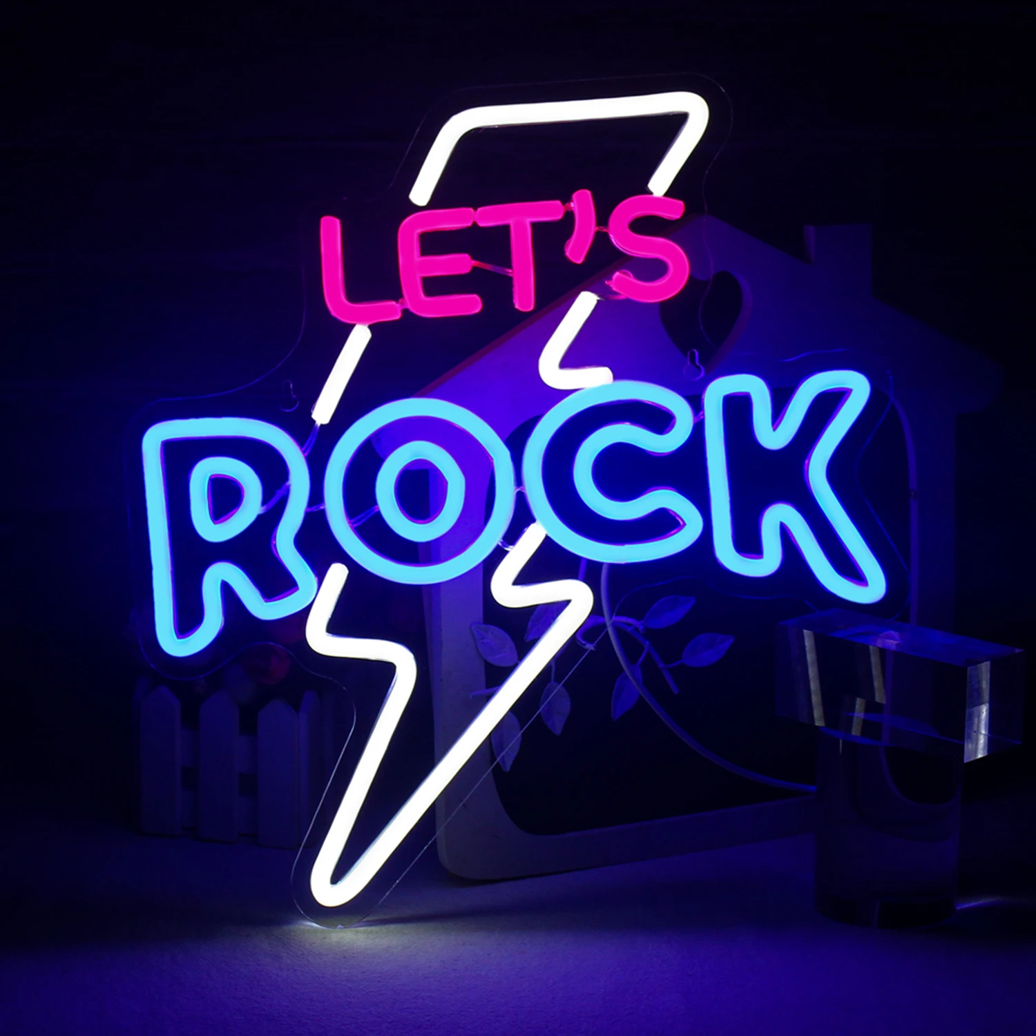 Let's Rock Neon Sign Colorful Led Neon Signs for Wall Decor Usb Neon ...