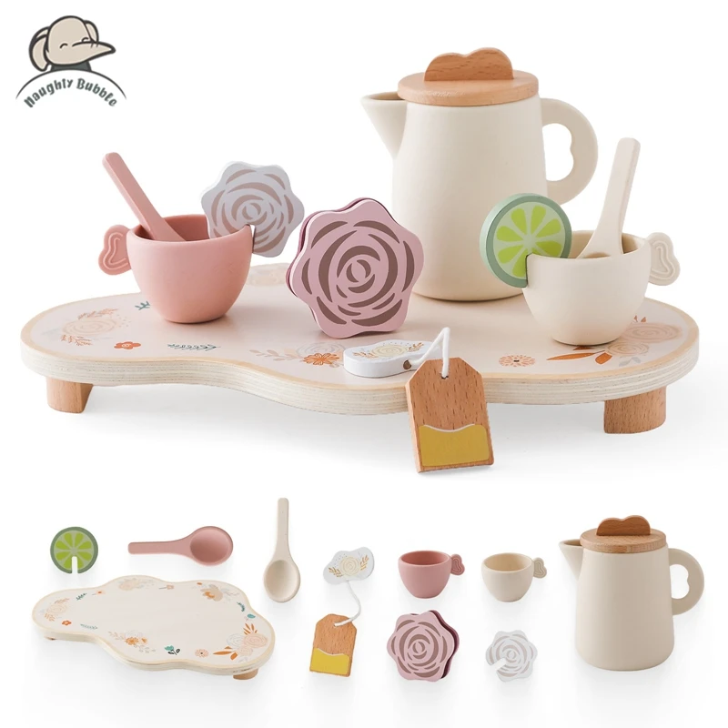 Wooden-Afternoon-Tea-Set-Toy-Pretend-Play-Food-Learning-Role-Play-Game ...