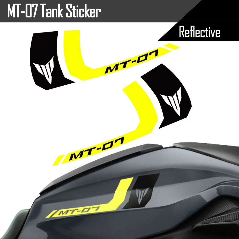 For Yamaha MT-07 MT07 Twin Stripes Fuel Tank Reflective Stickers ...