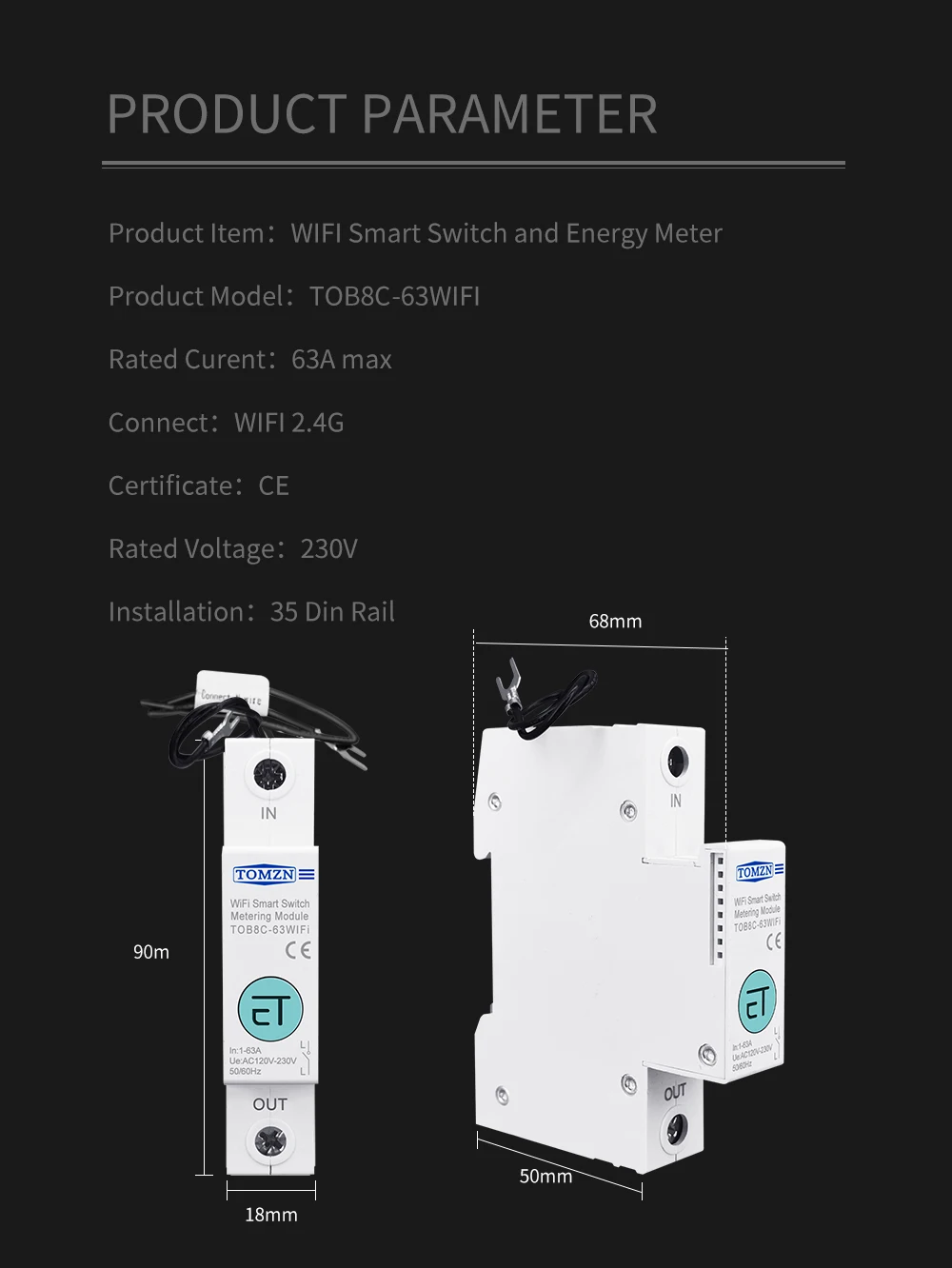 ewelink WIFI Μετρητής ρεύματος Kwh 63A ράγας με χρονοδιακόπτη On/off ...