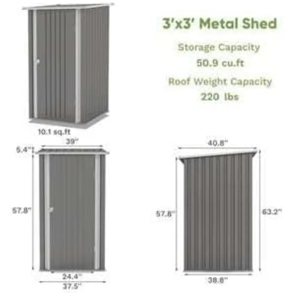 3×3 FT Metal Storage Shed – Garden Exploration