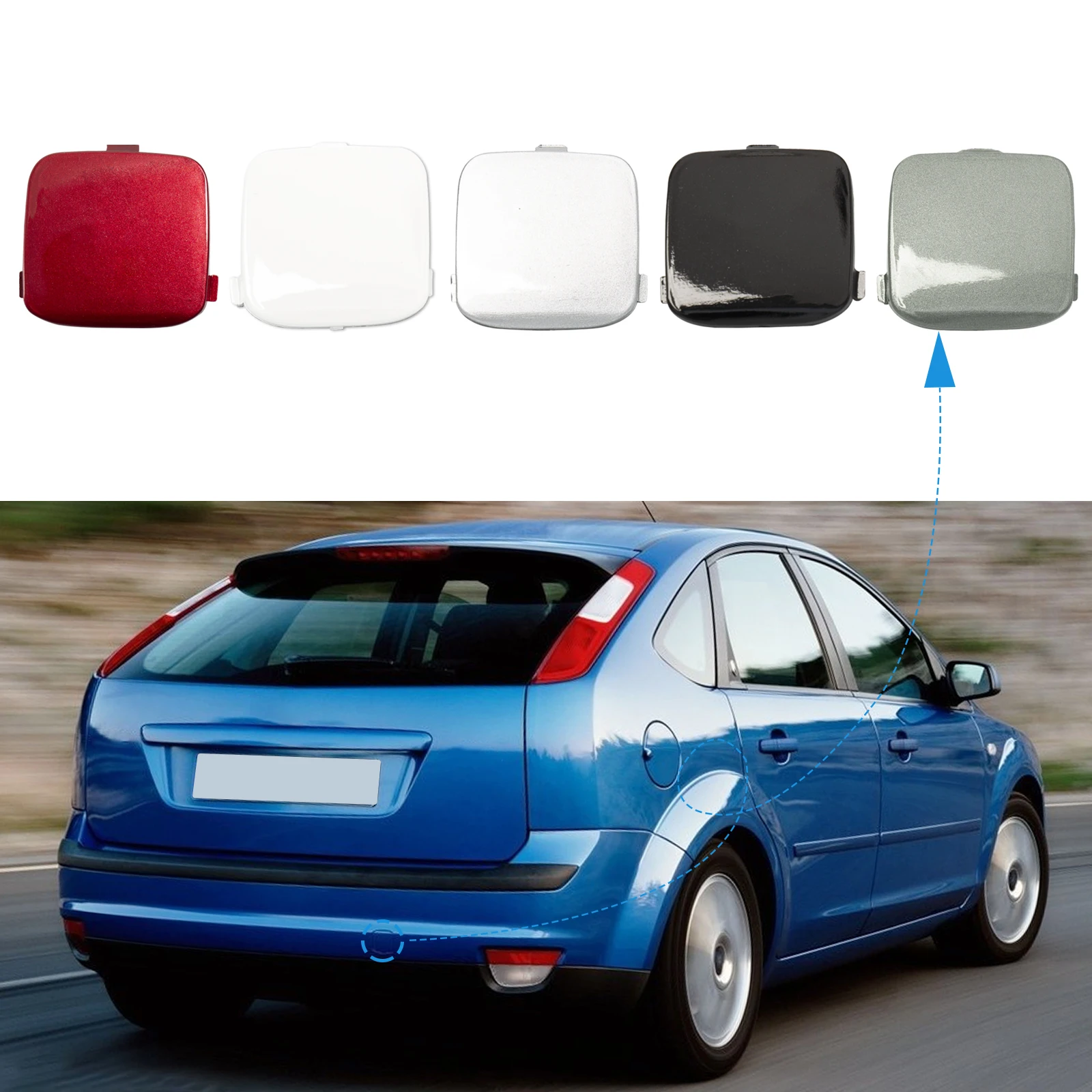 Rear Bumper Tow Hook Cover Towing Eye Cap For Ford Focus II MK2 ...
