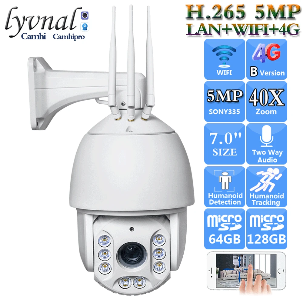 3G 4G karta SIM kamera bezpieczeństwa IP Wifi klasy przemysłowej PTZ kopuła człowieka śledząca ...