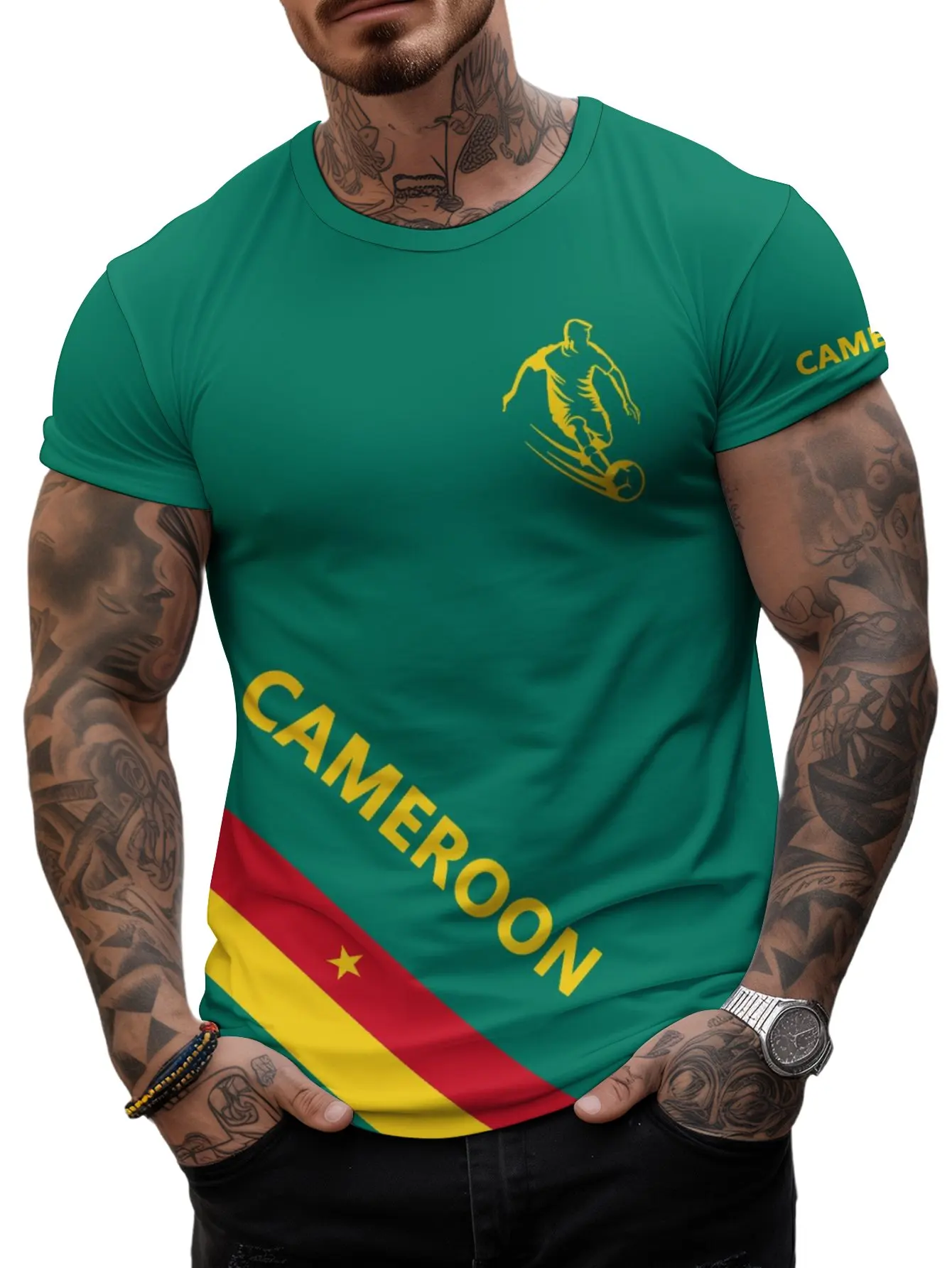 Cameroon-Football-Fan-Gear-Men-s-Soccer-T-shirt-2024-Summer-Short ...