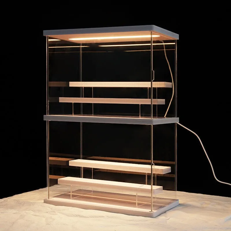 White-Figure-Toy-Display-Stand-Case-Led-Light-Clear-Acrylic-Showcase ...