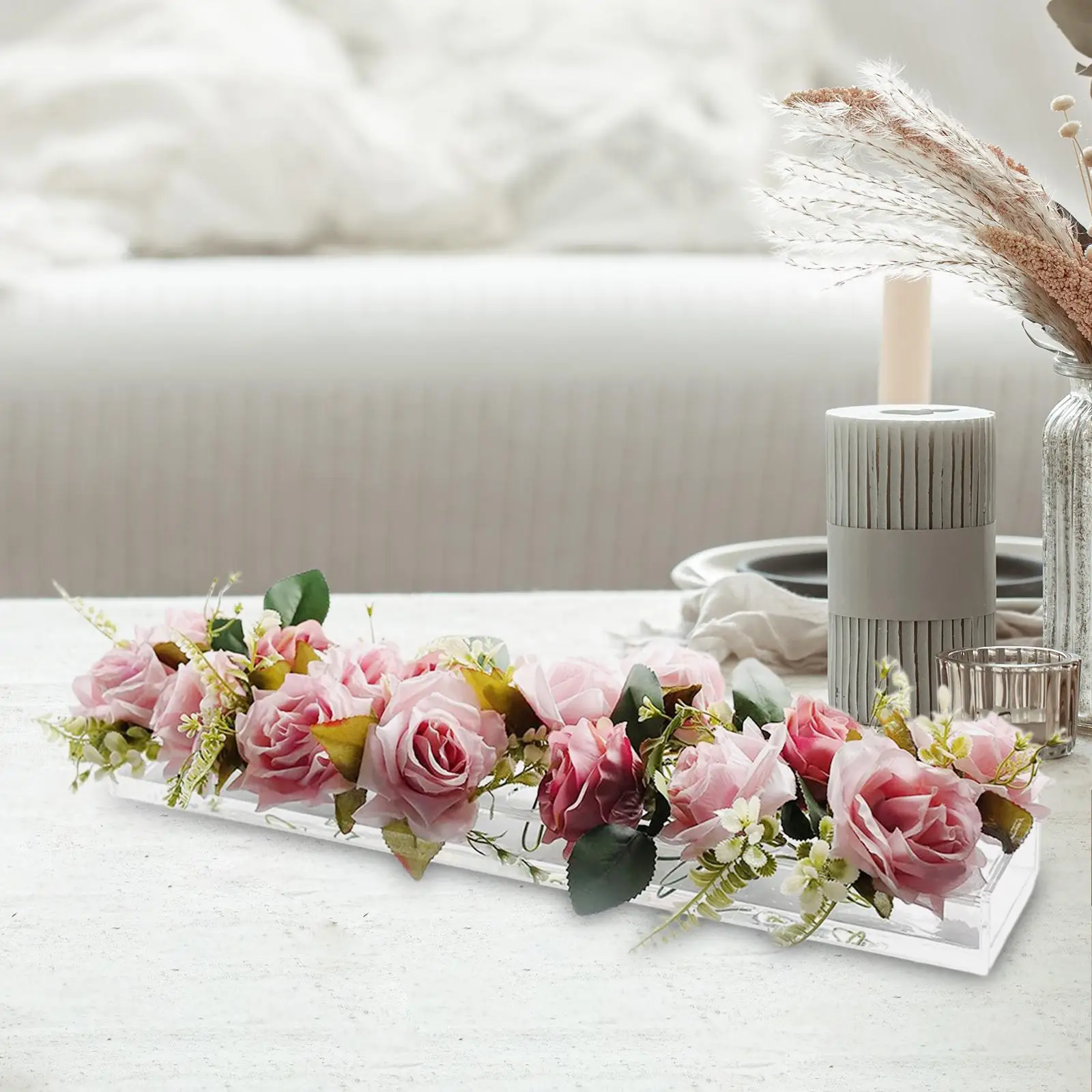 Rectangular Glass Vase Centerpiece