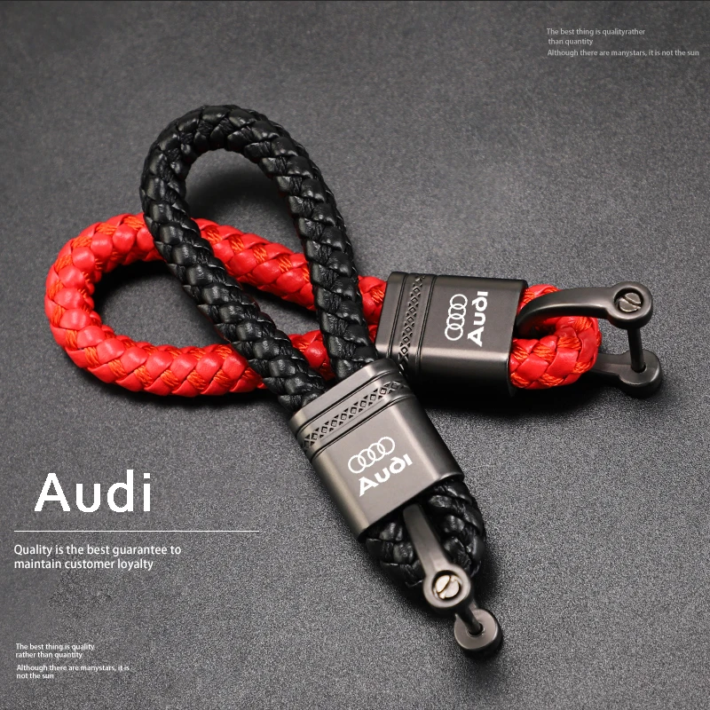 Car-Styling-Keychain-Leather-Woven-Rope-Metal-Key-Ring-For-Audi-Sline ...