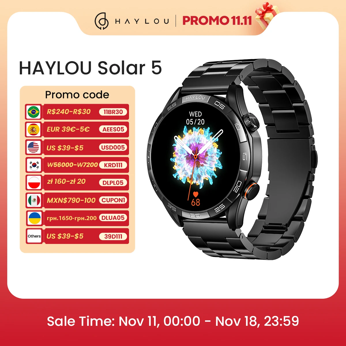 HAYLOU-Solar-5-Voice-Calling-Smartwatch-1-58-AMOLED-Display-60Hz-Smart ...