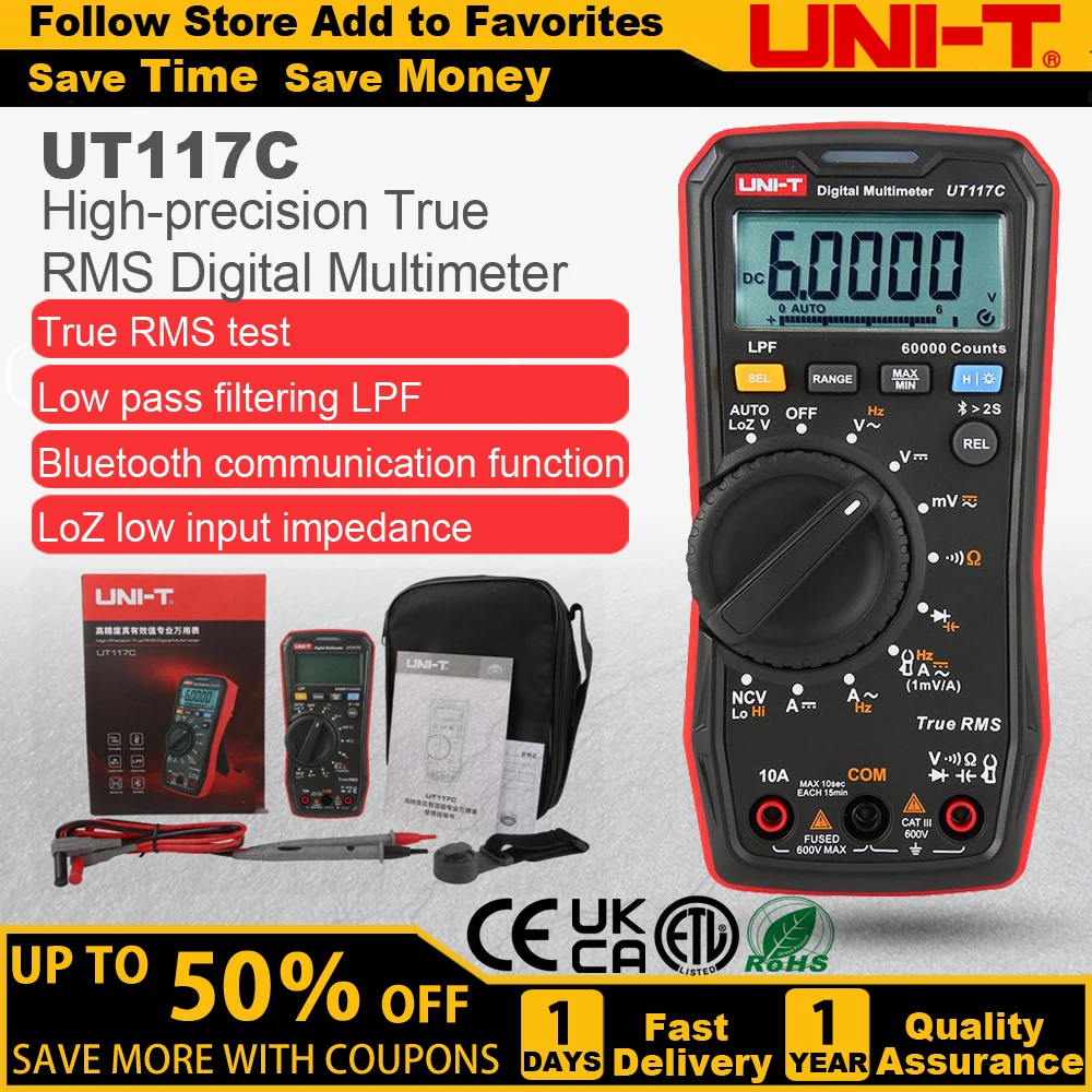 Mult-metro-Digital-profesional-UNI-T-UT117C-volt-metro-AC-DC-amper-metro-probador-de ...