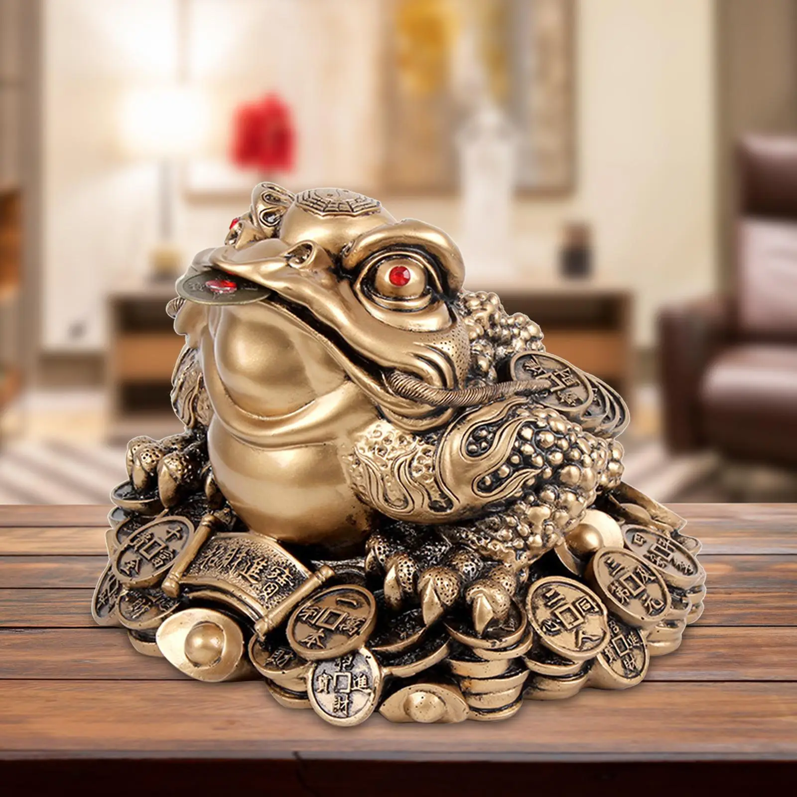Feng Shui Wealth Fortune Toad Figurine Tabletop Sculpture Desk ...
