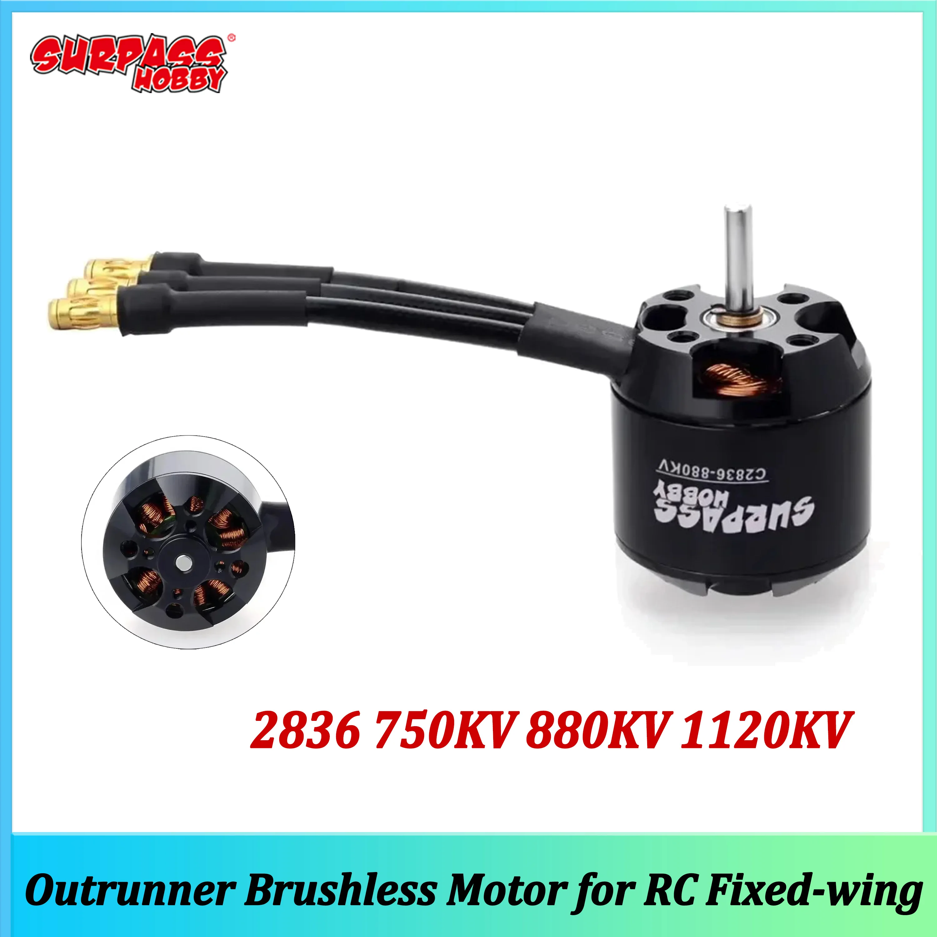 SURPASS HOBBY 2836 750KV/880KV/1120KV Outrunner Brushless Motor for RC ...
