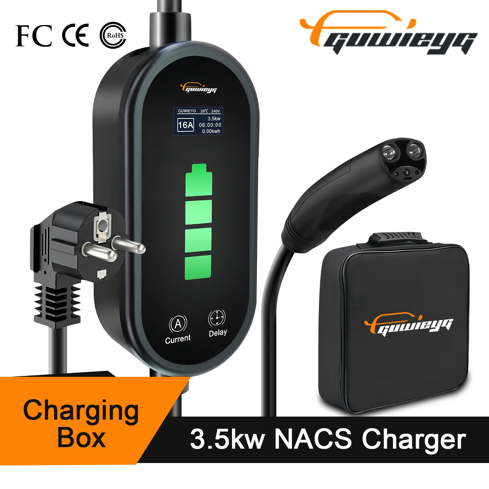 GUWIEYG-Fit-For-Tesla-EV-Charger-16A-3-5KW-Max-with-Schuko-Plug ...