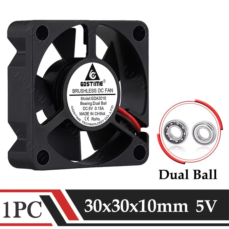 1Pcs Gdstime DC 5V 30mm Fan 30x10mm Dual Ball Bearing 3D Printer High ...