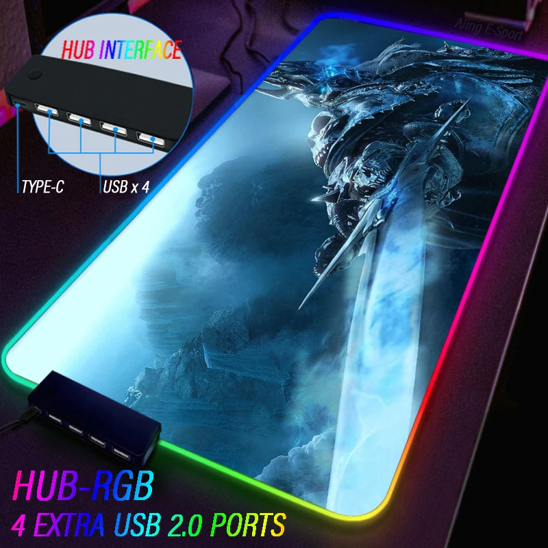 Custom WOW Illidan Lich King RGB Luminous Mouse Pad World of Warcraft ...