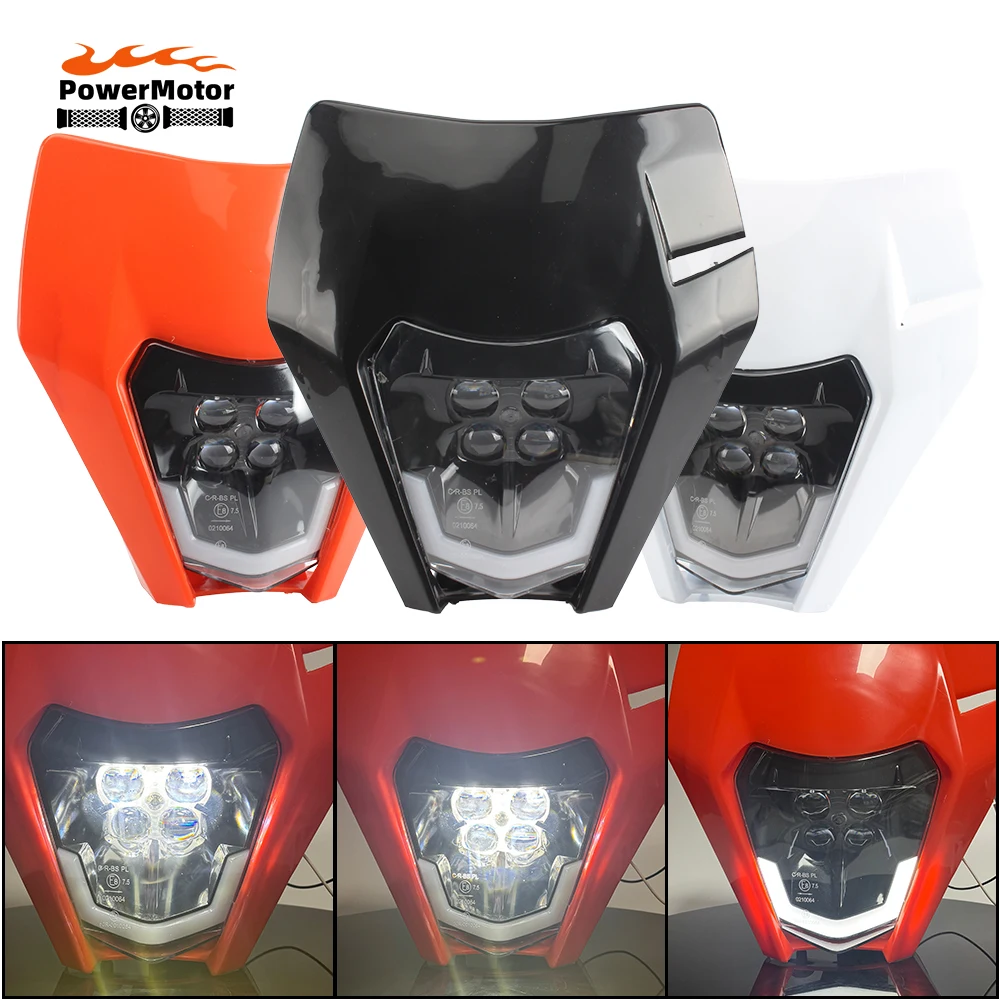 for KTM Motorcycle LED Headlight Plate EXC SX MX 250 300 450 Fairing ...