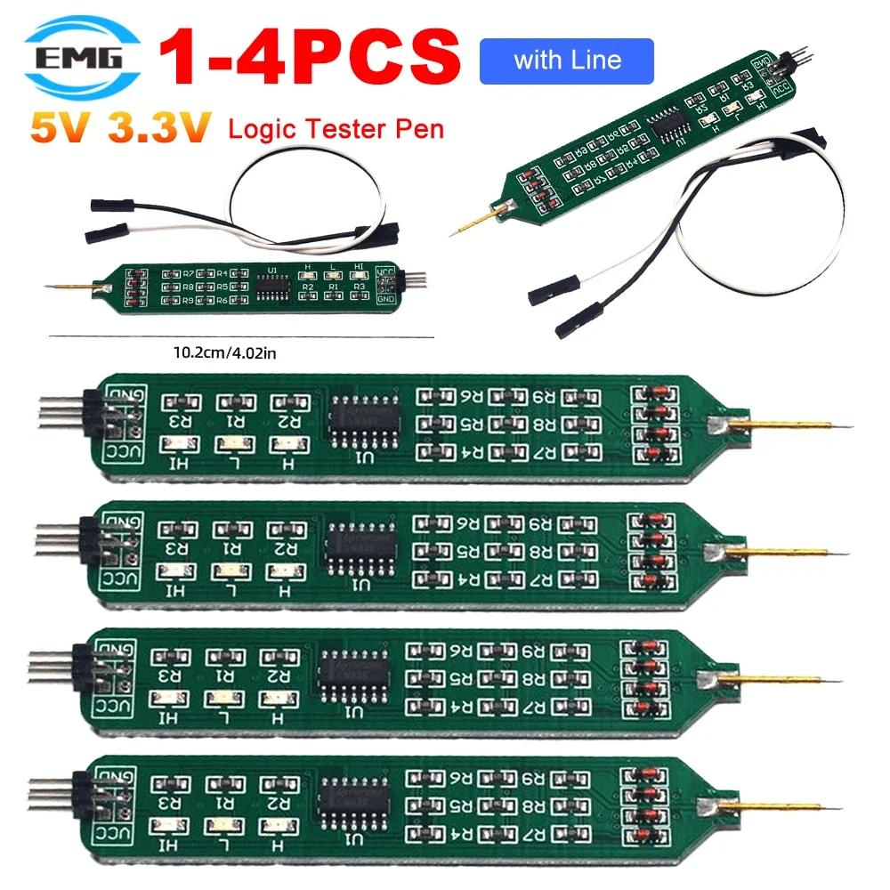 1-4PCS 5V 3.3V Logic Tester Pen High Low Level Tester Digital Circuit ...