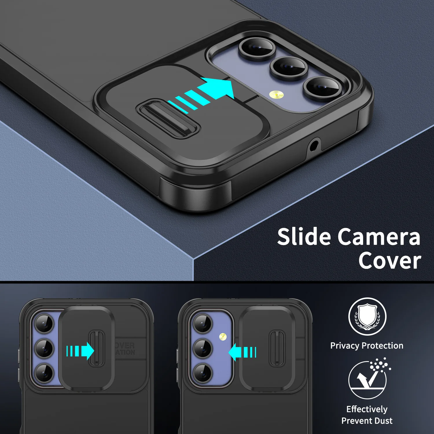 Matte Shockproof Armor Phone Case with Slide Camera Protection for ...