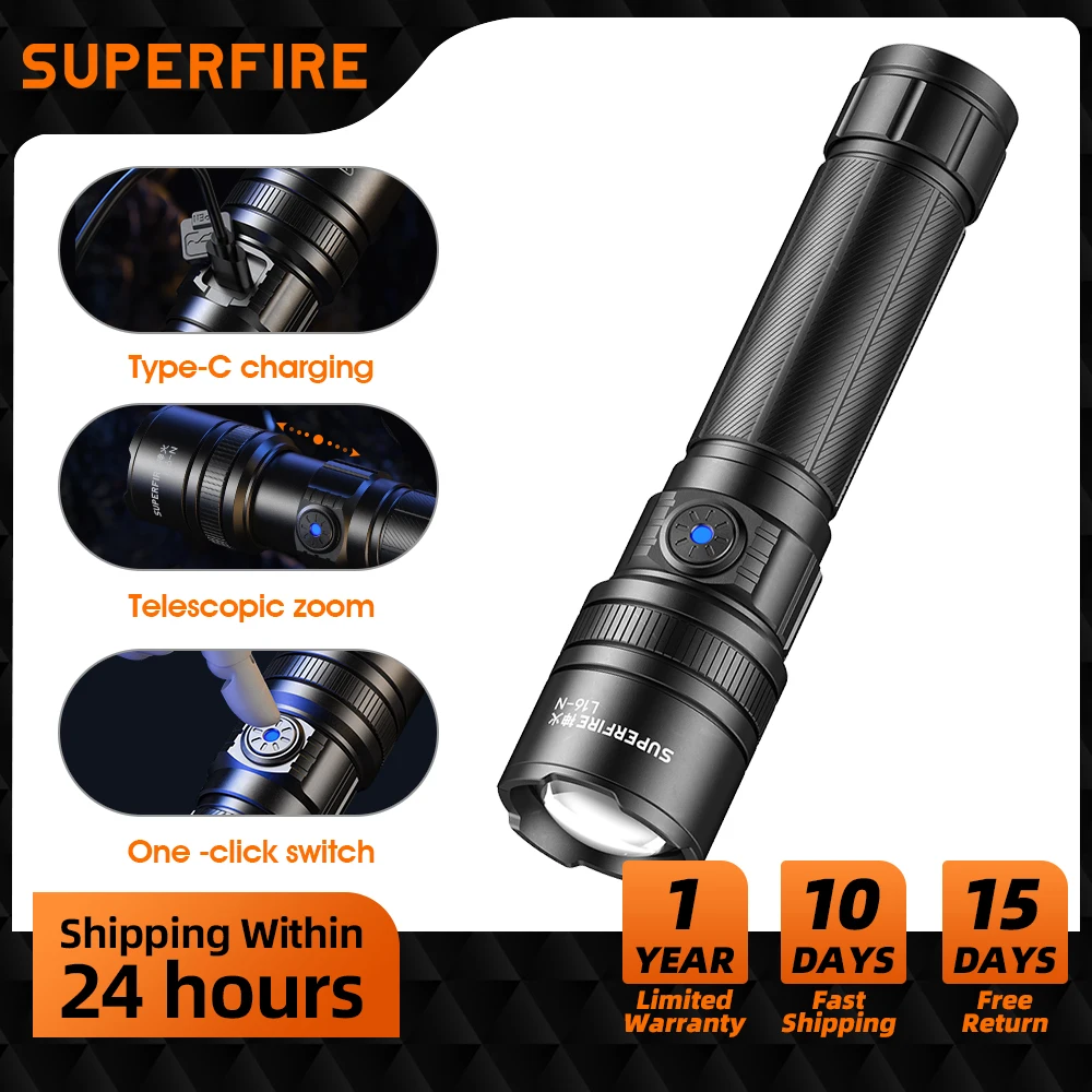 SUPERFIRE-Mini-LED-Rechargeable-Flashlight-ZOOM-USB-C-The-Most ...