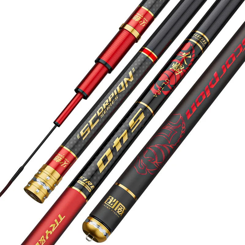 TRY-VSuper-Light-Hard-Fishing-Rod-High-Carbon-Fiber-Telescopic-Black ...