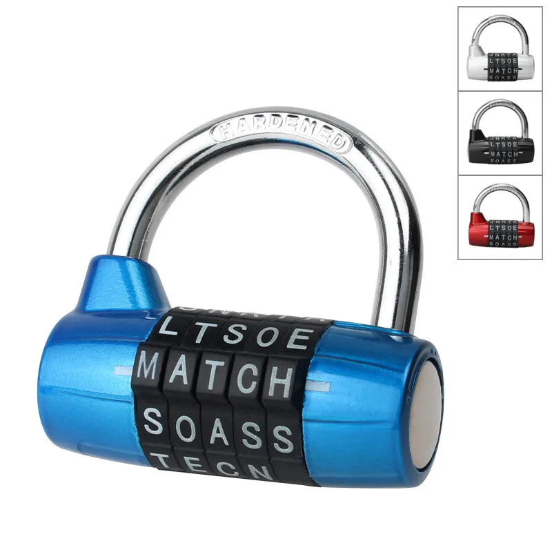 5 Letter Code Combination Suitcase password lock Blue Alphabet lock gym ...