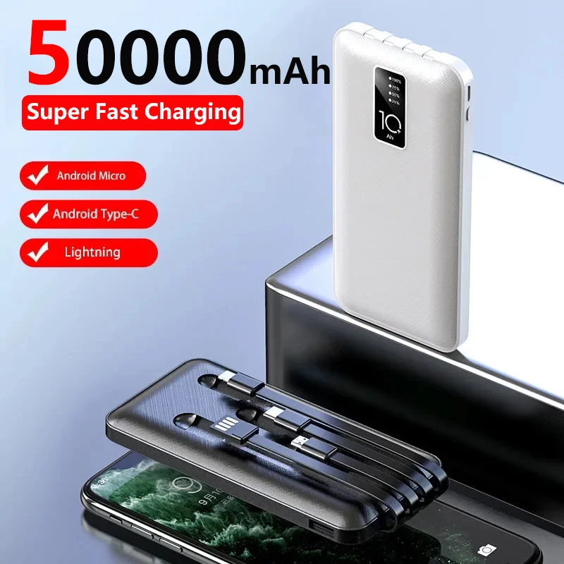 50000mAh-PowerBank-Fast-Charging-Large-Capacity-Built-in-Cable-Mobile ...
