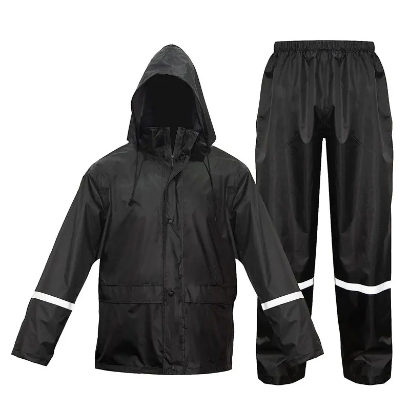Black-Raincoat-with-Reflective-Strips-Rainy-Work-Waterproof-Rainwear ...