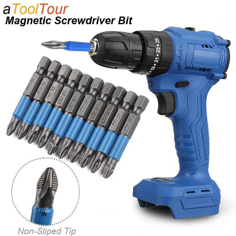 Magnetic Screwdriver Bits Set PH1 PH2 PH3 PZ1 PZ2 PZ3 Anti-slip 1/4 Hex Shank Fit Hand Electric ...