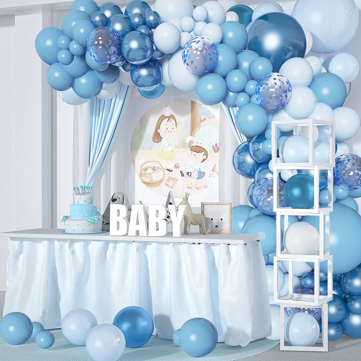 Blue Balloon Garland Arch Kit Wedding Birthday Ballon 1st One Year ...