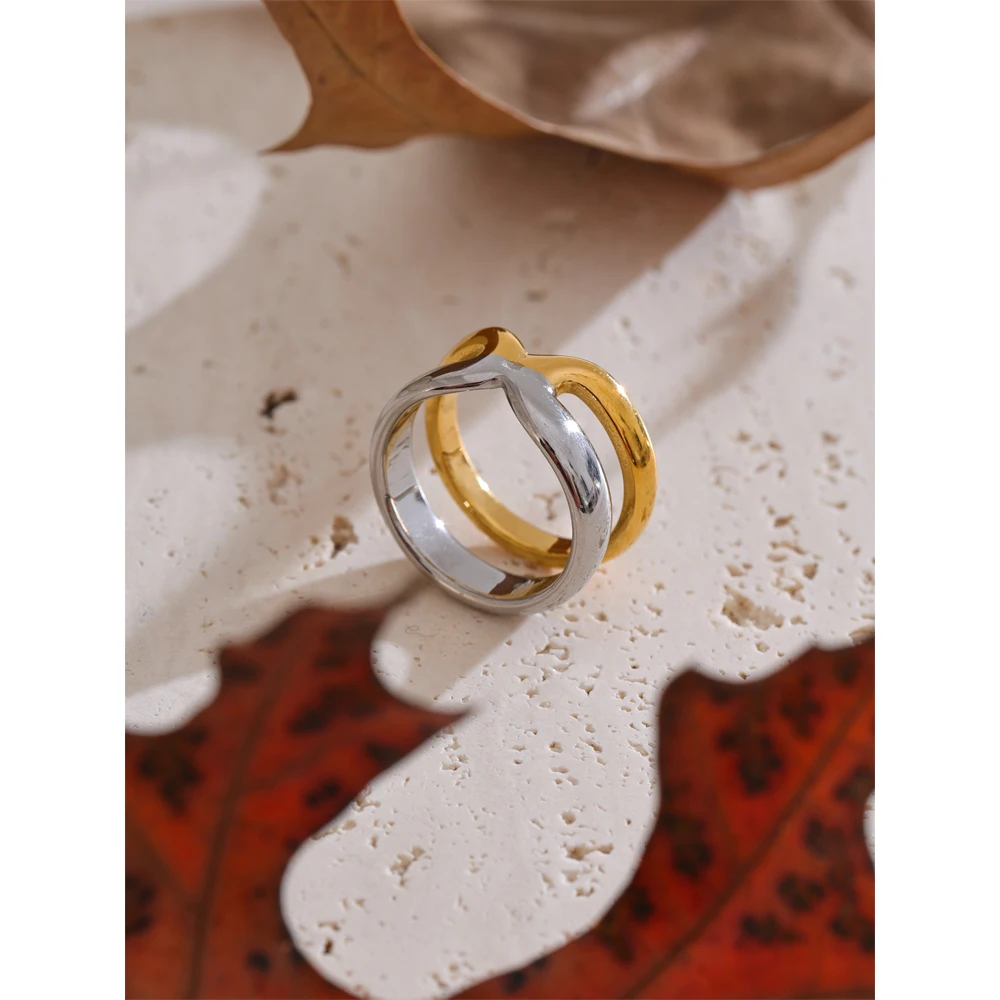Γυναικείο δαχτυλίδι Double Layer X Shape Ring Tarnish – Kosmo Jewellery