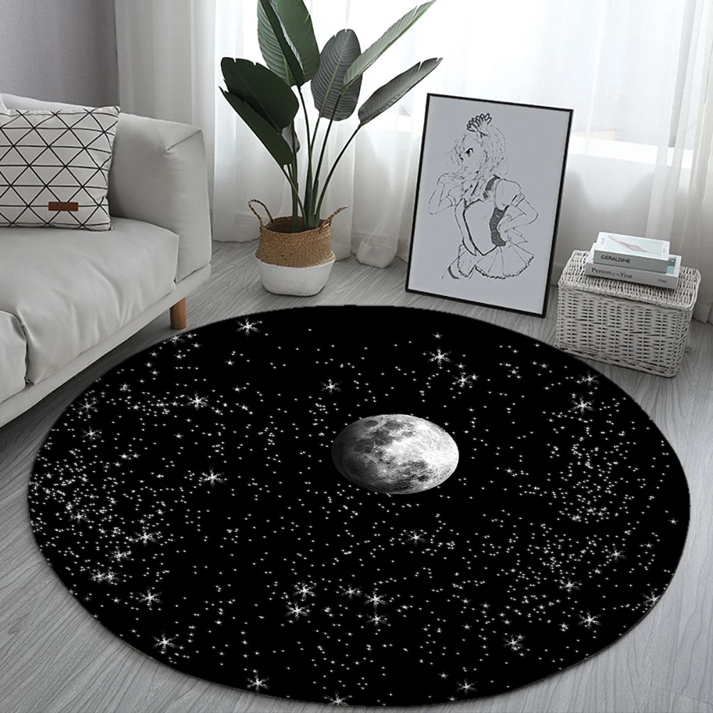 Black-Starry-Sky-Round-Rugs-Galaxy-Simple-Sofa-Rug-Home-Living-Room ...