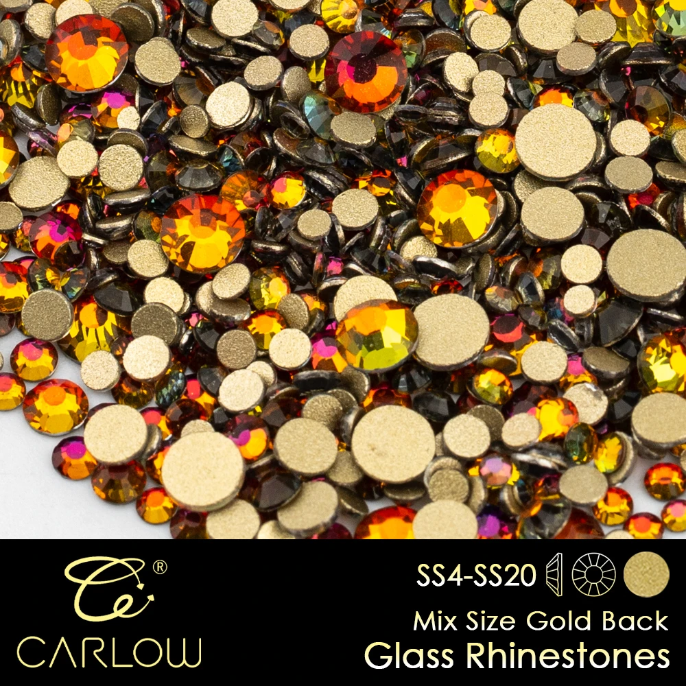 Carlow-SS4-SS20-Kristall-Vulkan-Mix-Gr-en-Gold-zur-ck-Strass-nicht-Hot ...