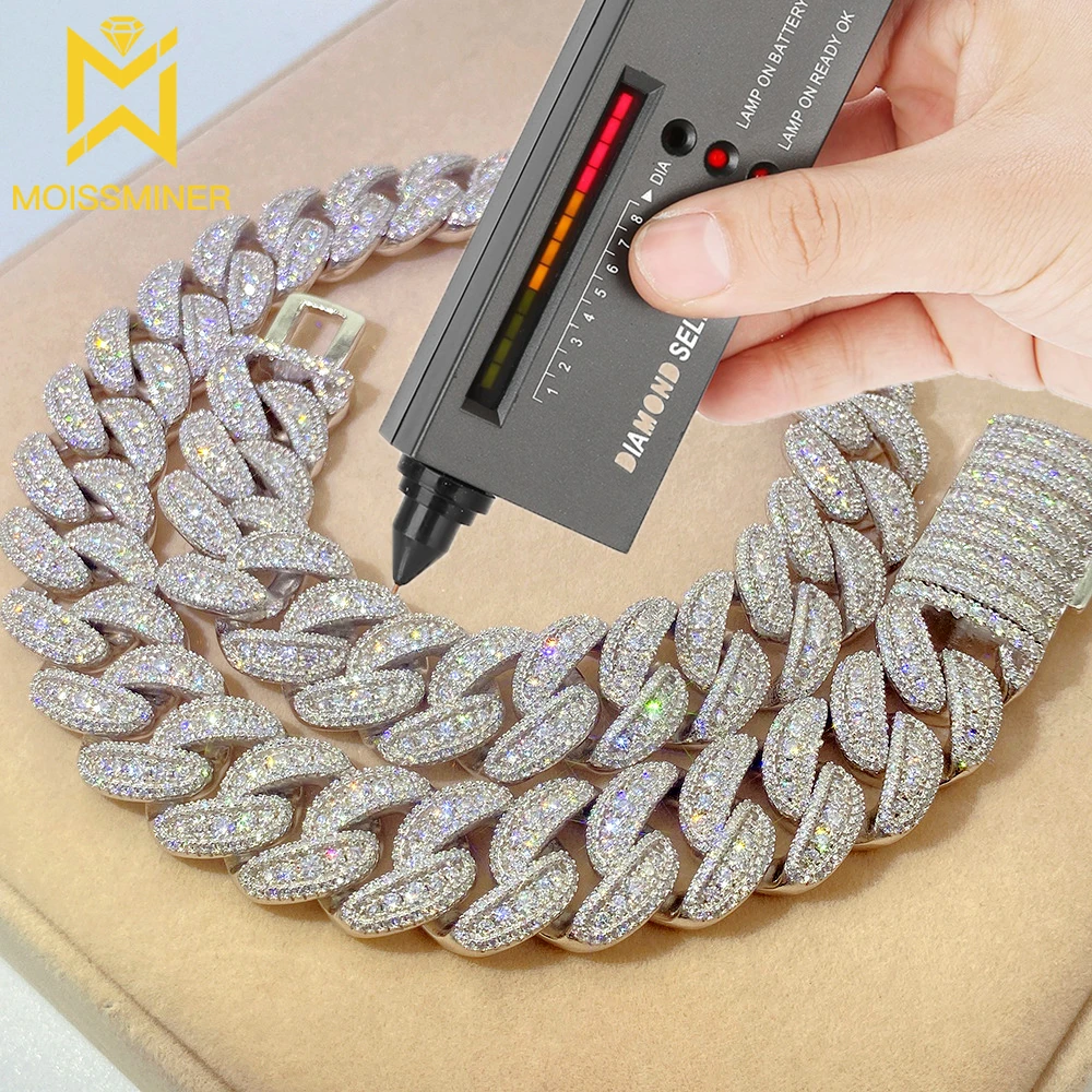 Collares de cadena de eslabones cubanos de moissanita grande para ...