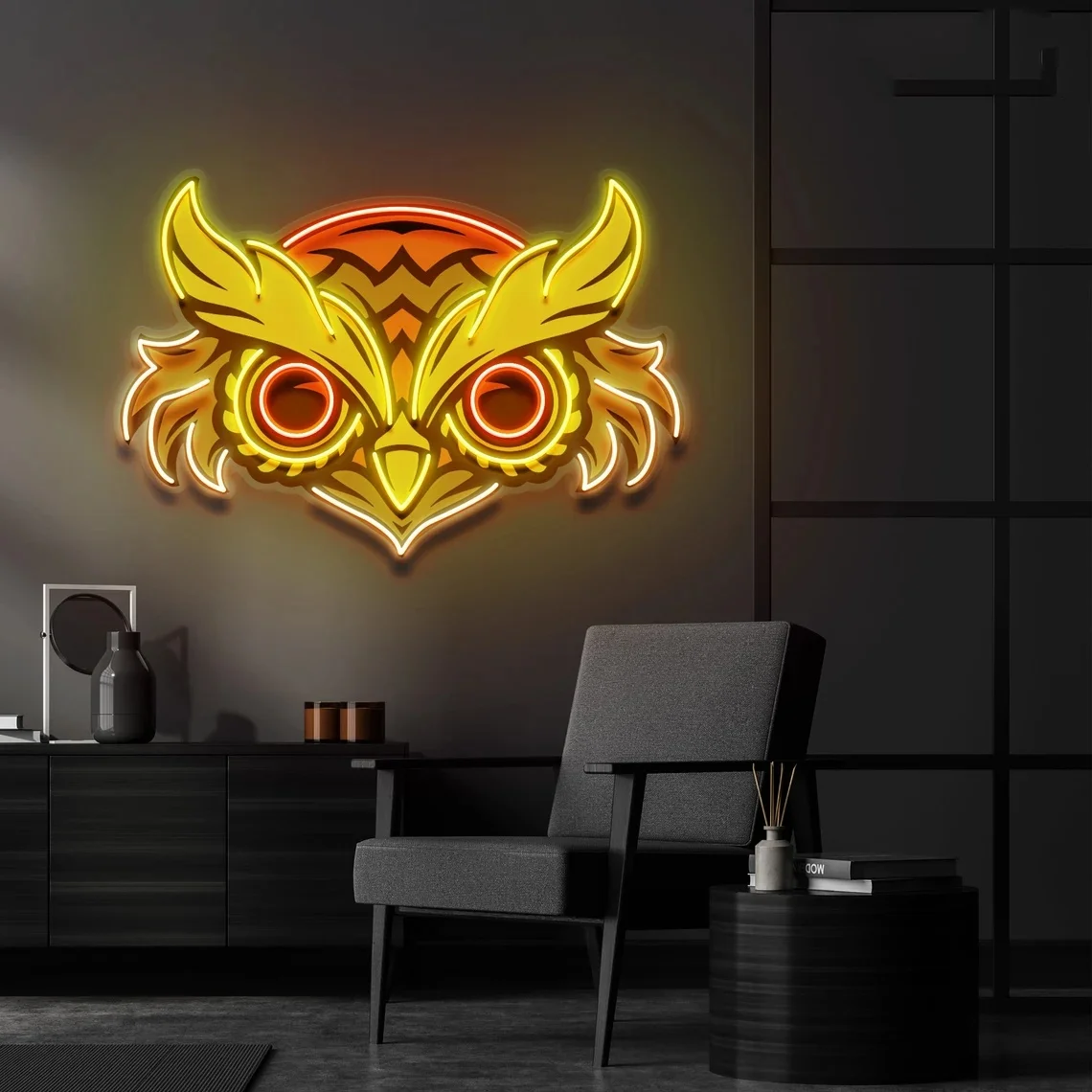 Owl Neon Sign Home Decor Wall Art For Living Room Wall Decor Neon Sign ...