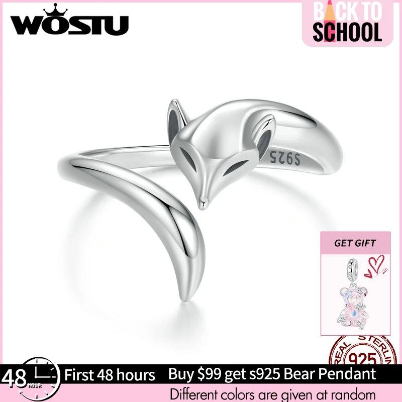 WOSTU-Solid-925-Sterling-Silver-Fox-Ring-For-Women-Vintage-Handmade ...