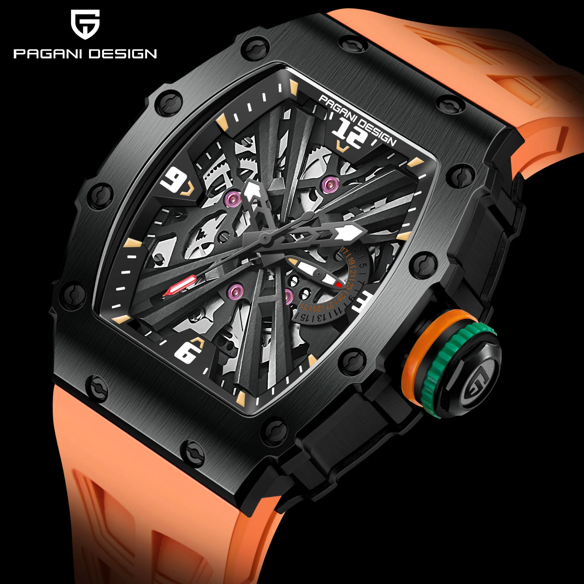 New PAGANI DESIGN PD1738 Men's Quartz Watches VH65 Black Case 42MM ...