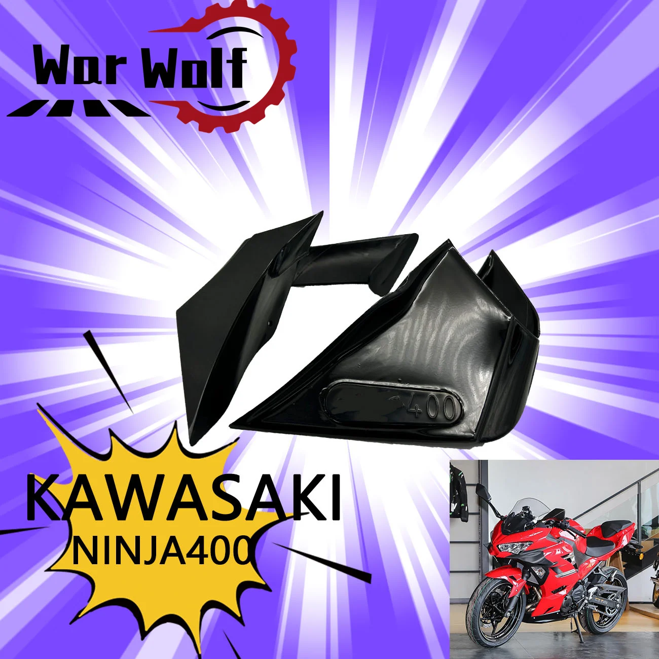 NEW For Kawasaki Ninja 400 Motorcycles Accessories Winglet Aerodynamic ...