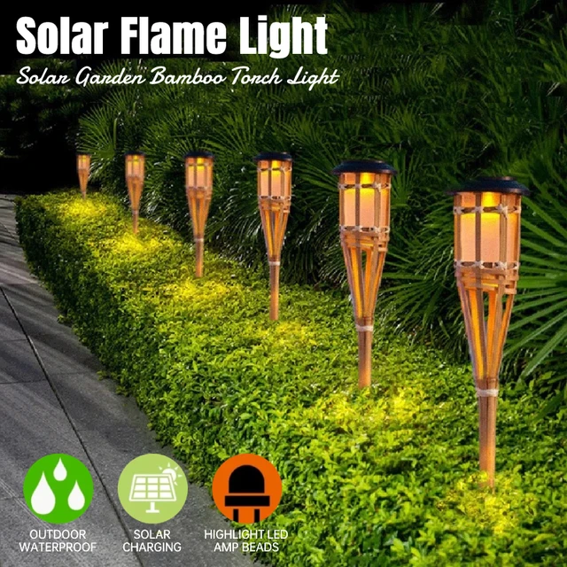Outdoor Handcraft Bamboo Solar Garden Torch Light Solar Spotlight Solar ...